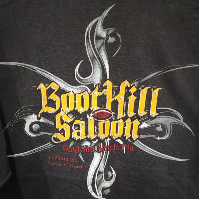 เสื้อยืดมือสอง Vintage Usa ลายมัน BiKer Boot Hill Saloon - Daytona ...