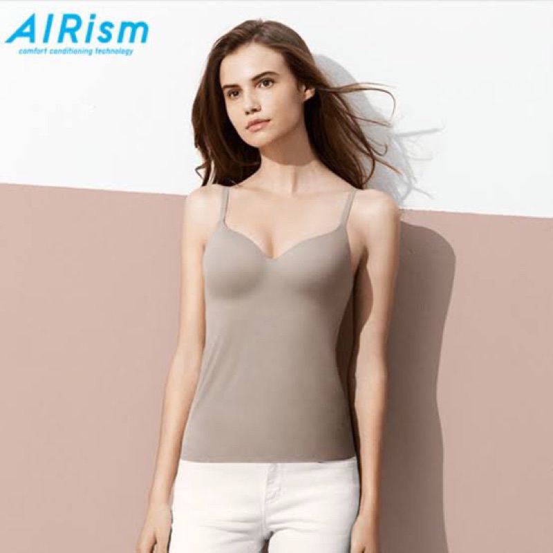 Bra top Uniqlo AIRism seamless สายเดี่ยวเสริมฟอง ไร้ขอบ ไซส์ M | Shopee Thailand