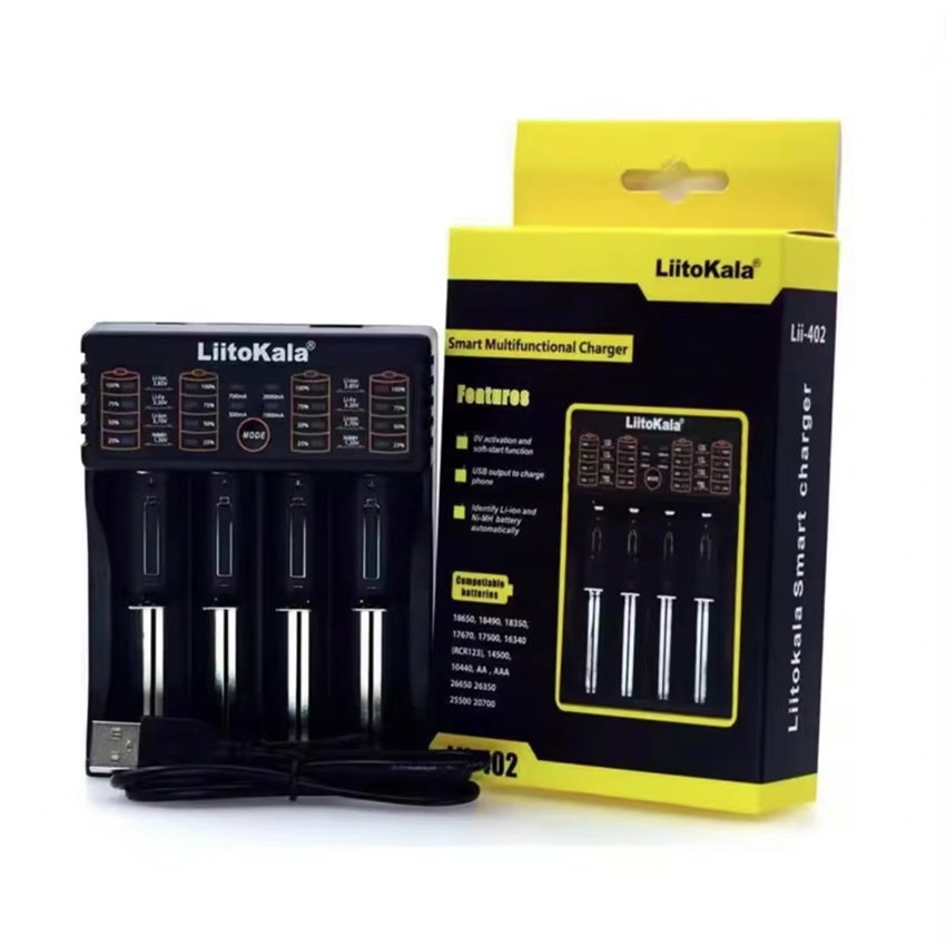 (เเท้)LiitoKala Lii-402 เครื่องชาร์จถ่าน 4 ช่อง ชาร์จไว ตัดไฟเอง รองรับ ...