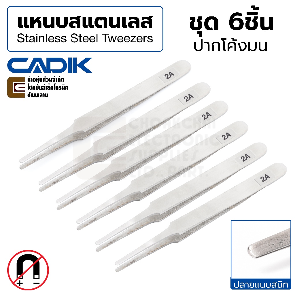 Cadik แหนบ สแตนเลส โค้งมน ชุด 6ชิ้น ยาว 120มม คุณภาพสูง Anti-Magnetic ...