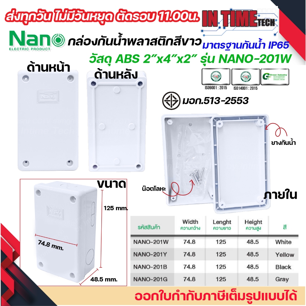 NANO กล่องพักสาย บล็อคพักสาย Box กันน้ำ สีขาว 2x4 / 4x4 / 6x6 / 5x10 / 8x6 / 8x8 / 8x12 / 3.5x2 ...