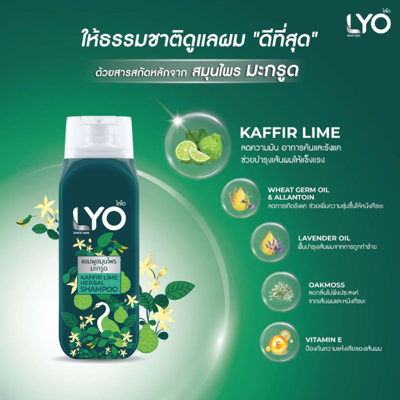 LYO ไลโอ แชมพูและทรีทเมนท์ สูตรมะกรูดและอัญชัน | Shopee Thailand