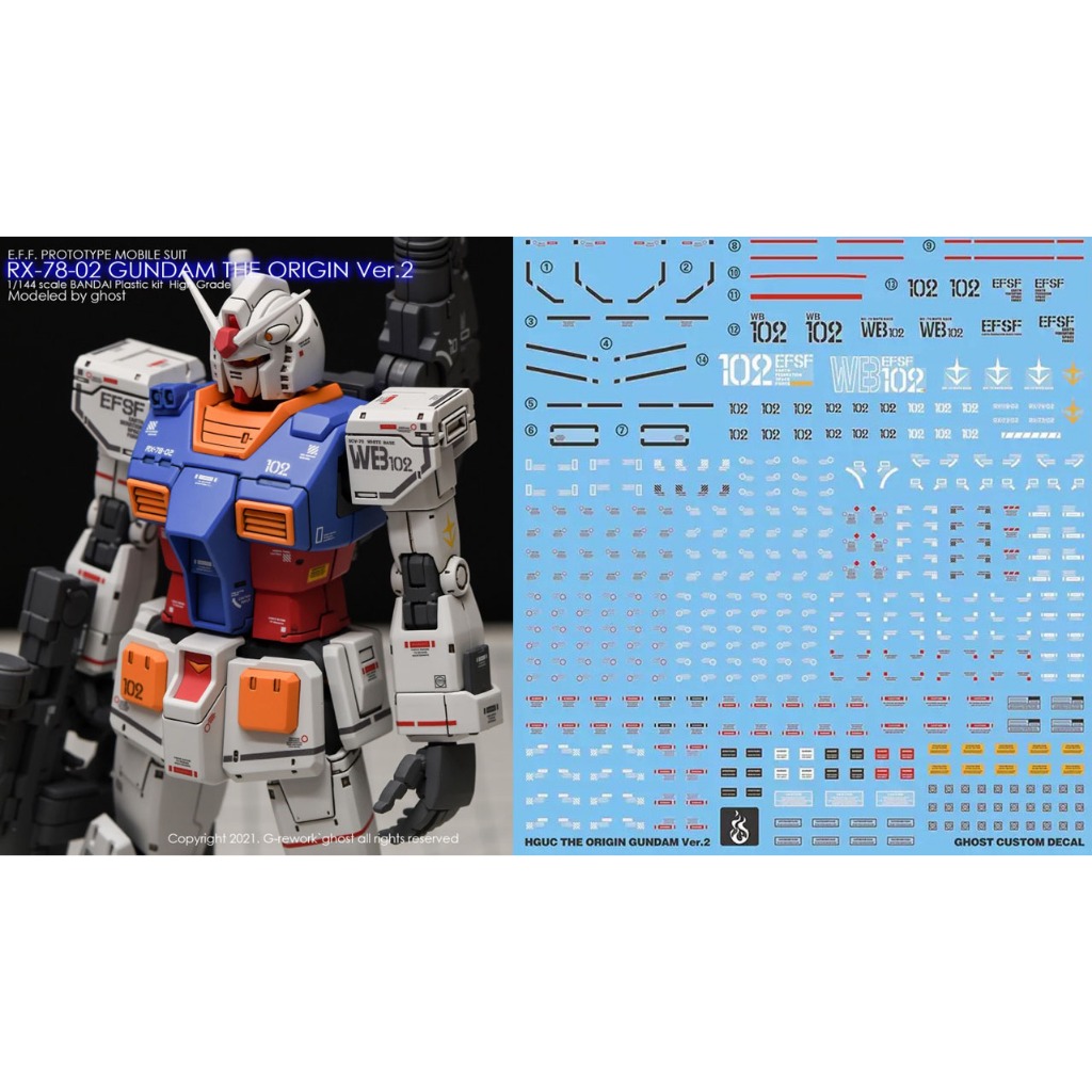 ดีคอลน้ำ Ghost Decal HGUC RX 78-2 THE ORIGIN GUNDAM Ver.2 | Shopee Thailand