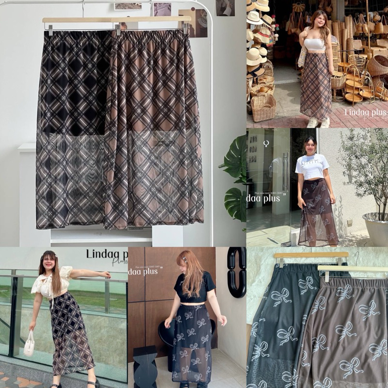 Linn กระโปรงยาว (ผ้าซีทรู) กระโปรงยาวสาวอวบ เอว32-46นิ้ว (มีไซซ์) | Shopee Thailand