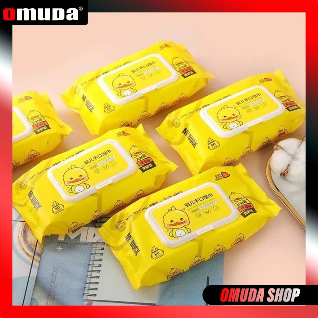 OMUDA_SHOPกล่องทิชชู่เปียกน้องเป็ด แพคนึงมี 80 แผ่น ผ้าเช็ดทำความสะอาด | Shopee Thailand