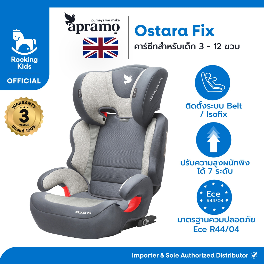 คาร์ซีทเด็กโต Apramo รุ่น Ostara Fix สำหรับน้อง 3 ขวบ - 12 ขวบ | Shopee Thailand