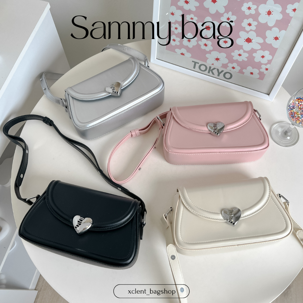 (พร้อมส่ง) Sammy bag ดีเทลหัวใจน่ารักๆ กระเป๋าสะพายไหล่ขนาดกะทัดรัด ...