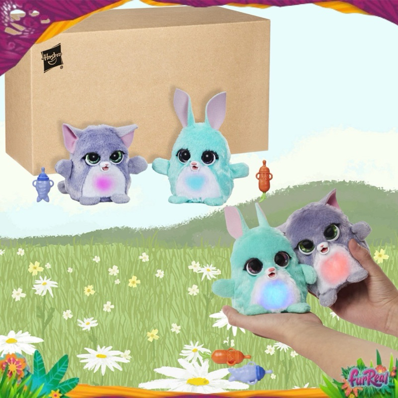 FurReal Fuzzalots Kitty and Bunny Color Change Interactive Feeding Toy ...