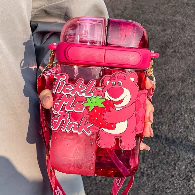 Sanrio ขวดน้ํา ถ้วยปากคู่ น่ารักถ้วยสี่เหลี่ยม Kuromi พลาสติก ขวดน้ําเก็บความเย Crayon Shin-chan ...