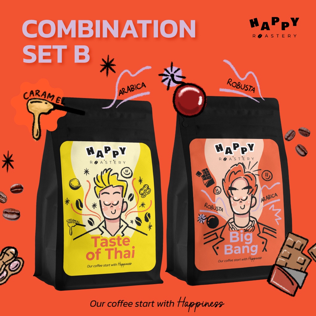 Happy Roastery เมล็ดกาแฟคั่ว Taste of Thai & Bigbang | Shopee Thailand