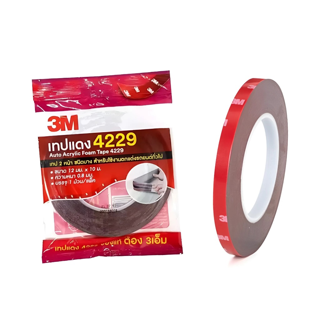 เทปโฟมกาว 3M 4229 ขนาด 12mm x 10m ชนิดบาง สำหรับใช้งานตกแต่งรถยนต์ ...