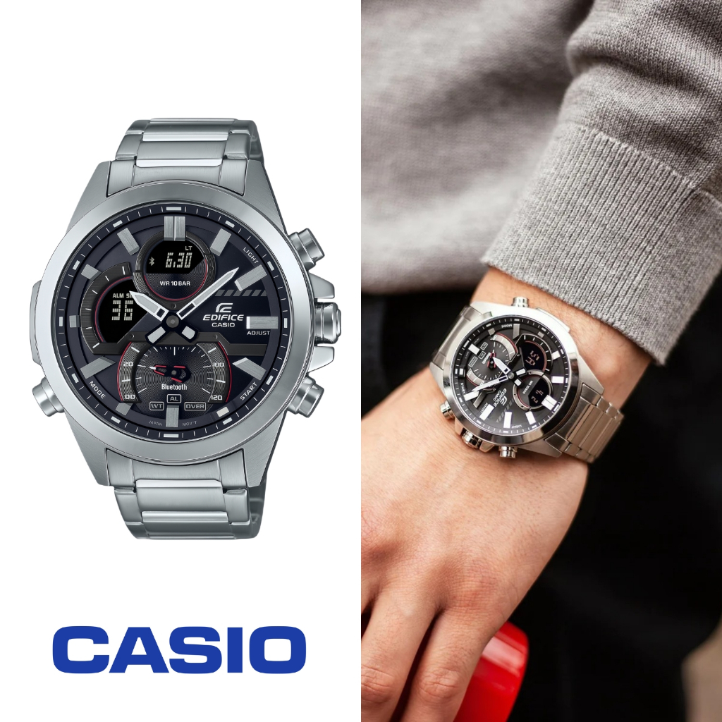 นาฬิกาผู้ชาย ดีไซน์สวย สายยาง และสแตนเลส รุ่นใหม่ ใส่ทำงาน ECB-30P-1A | Shopee Thailand