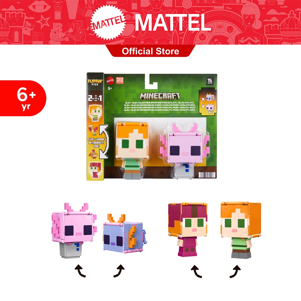 Minecraft Flippin' Figs Alex And Axolotl 2-Pack ไมน์คราฟท์ ฟลิปปินฟิกส์ ...