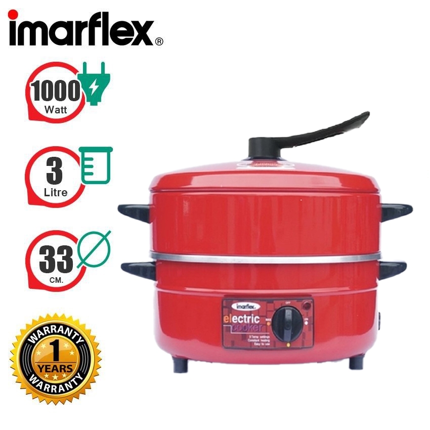 อิมาร์เฟล็กซ์ กระทะไฟฟ้า รุ่น MP-16Q IMARFLEX ELECTRIC PAN WITH STEAMER #MP-16Q | Shopee Thailand