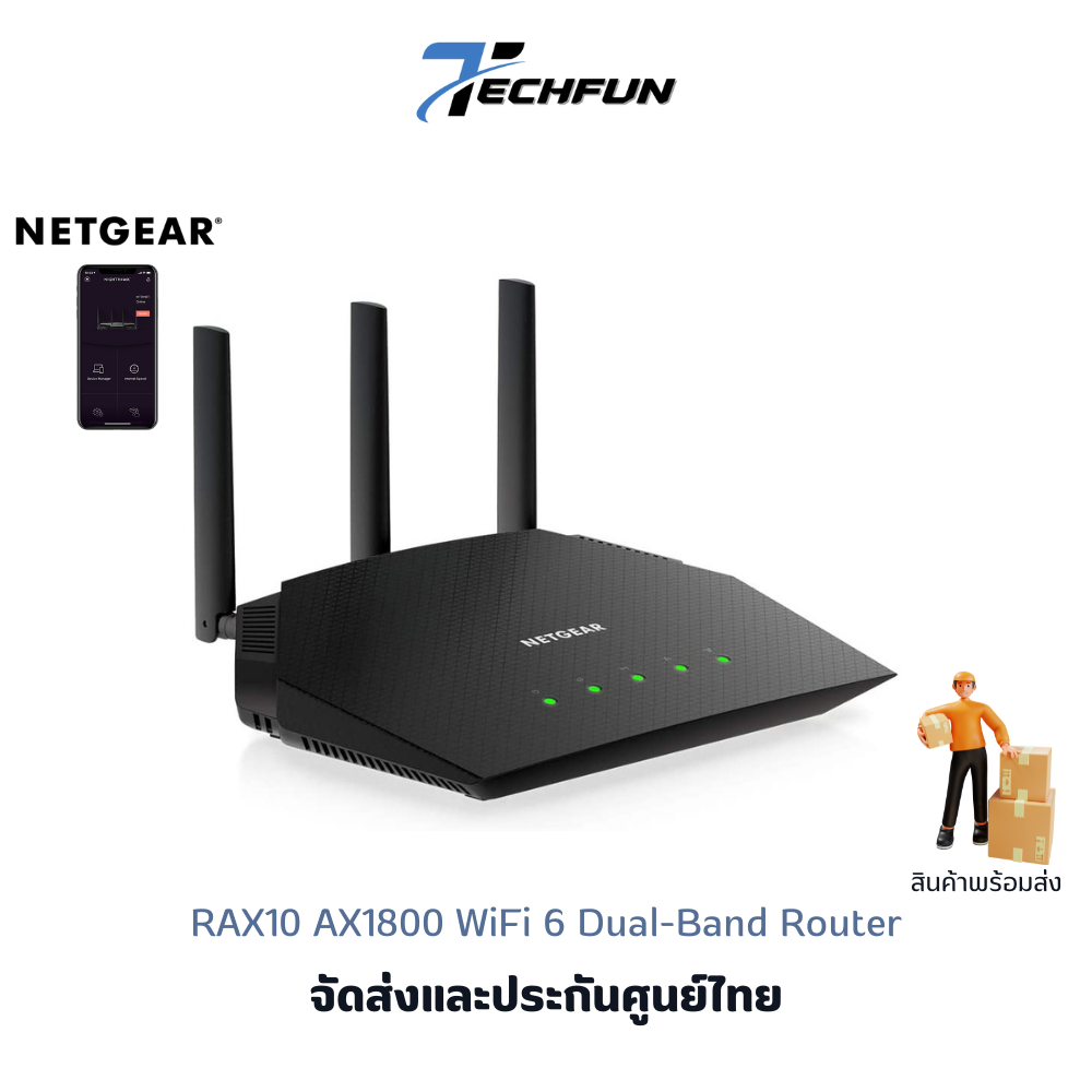 Netgear RAX10 AX1800 WiFi 6 Router 4-Stream Dual-Band (up to 1.8Gbps ...
