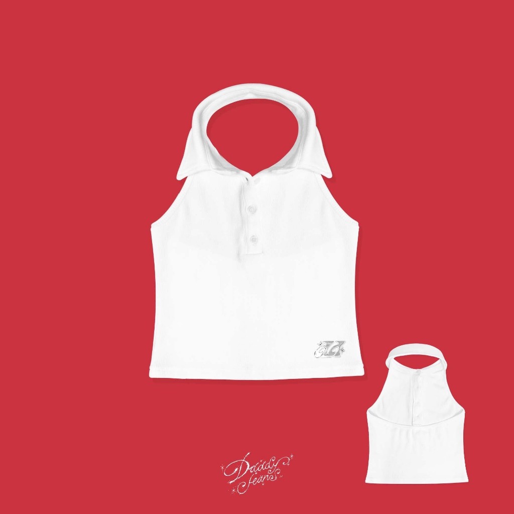 Daddy Collar Top White เสื้อกล้ามโปโล สีขาว สุดน่ารัก Shopee Thailand