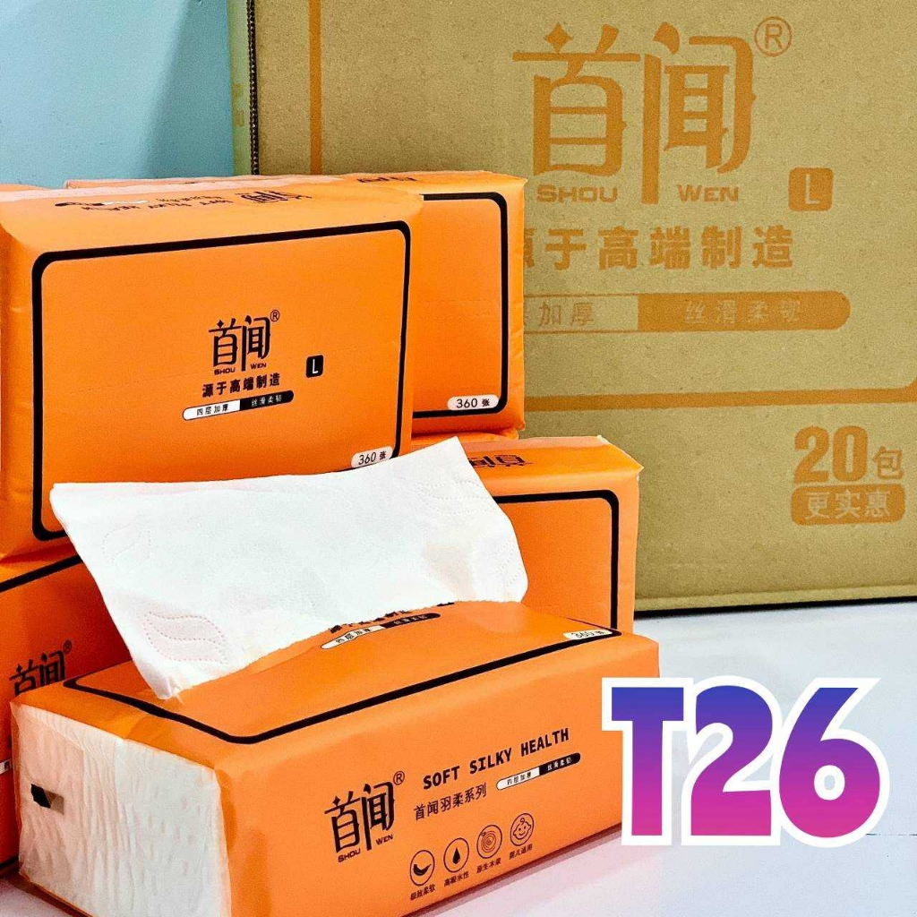 ลังละ20ห่อ กระดาษทิชชู่ shou wen เบาลม ทิชชู่ ห่อยาว หนา 4 ชั้น 360 ...