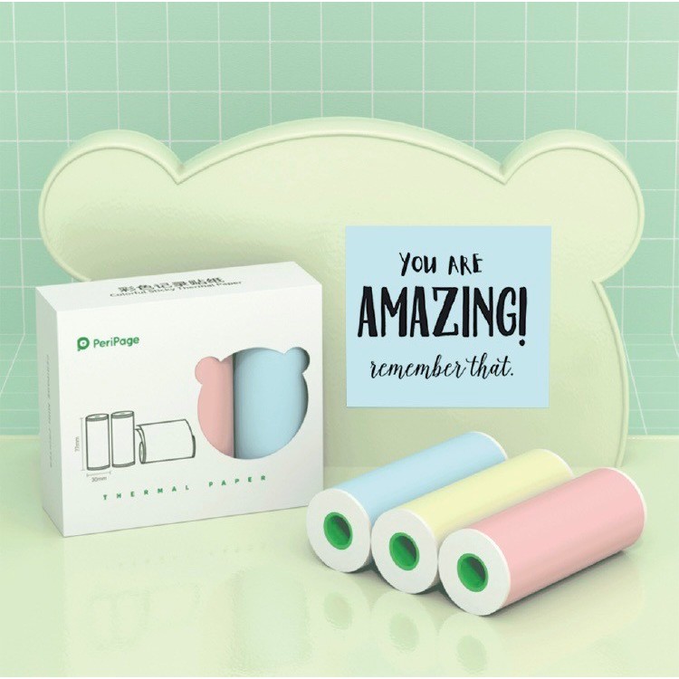 [ชุด 12 ม้วน] สติ๊กเกอร์แบรนด์แท้ขนาด 77x30มม สำหรับเครื่องปริ้นพกพา ...