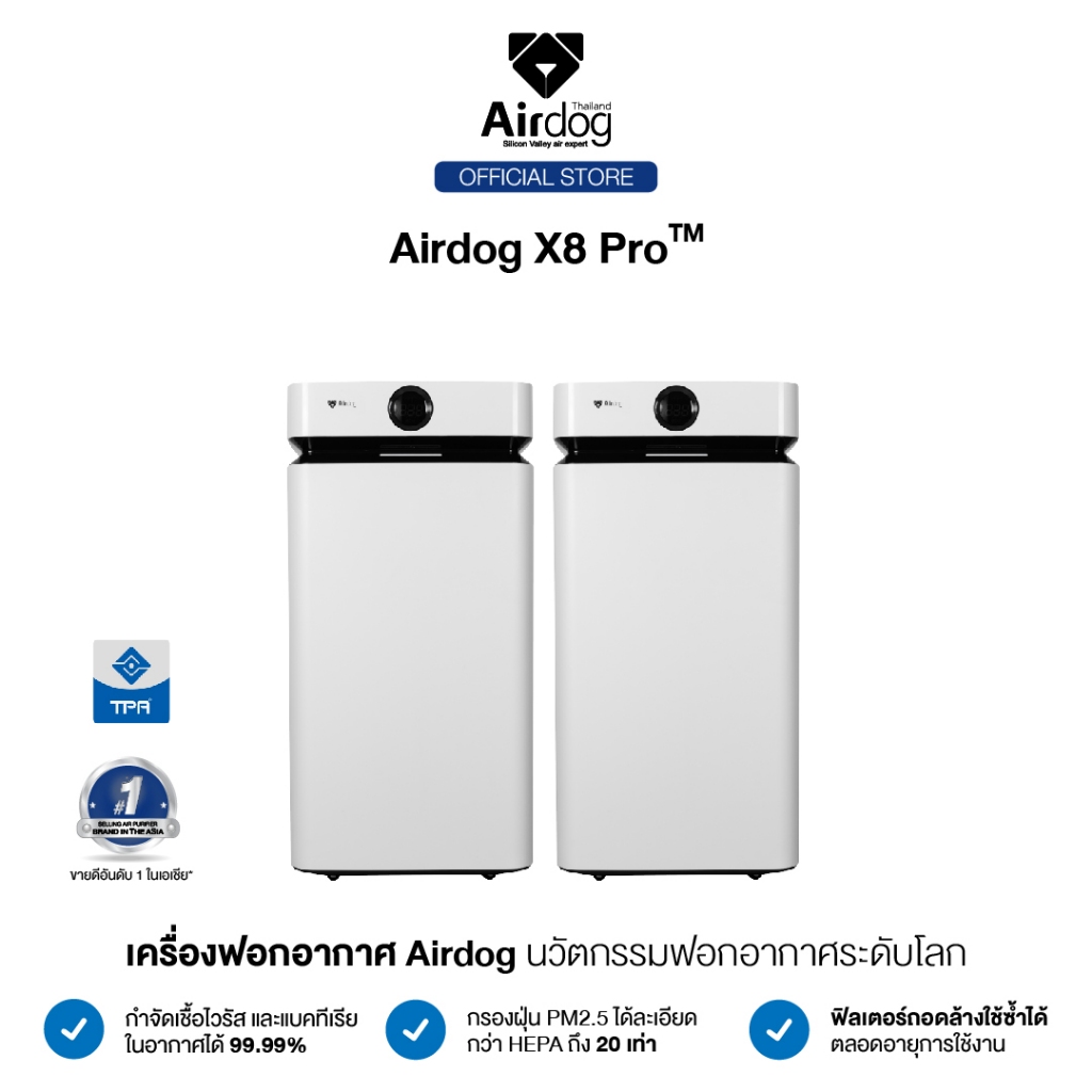 [ซื้อคู่ถูกกว่า] Airdog Air Purifier เครื่องฟอกอากาศ รุ่น Airdog X8 Pro สำหรับห้องขนาด 80-100 ...