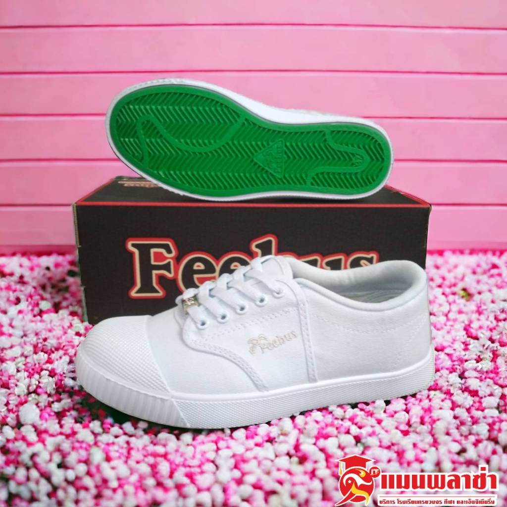 Gerry Gang รองเท้า รองเท้านักเรียนผู้หญิง หนังดำ รุ่น G6607 ผ้าใบสีขาว ...