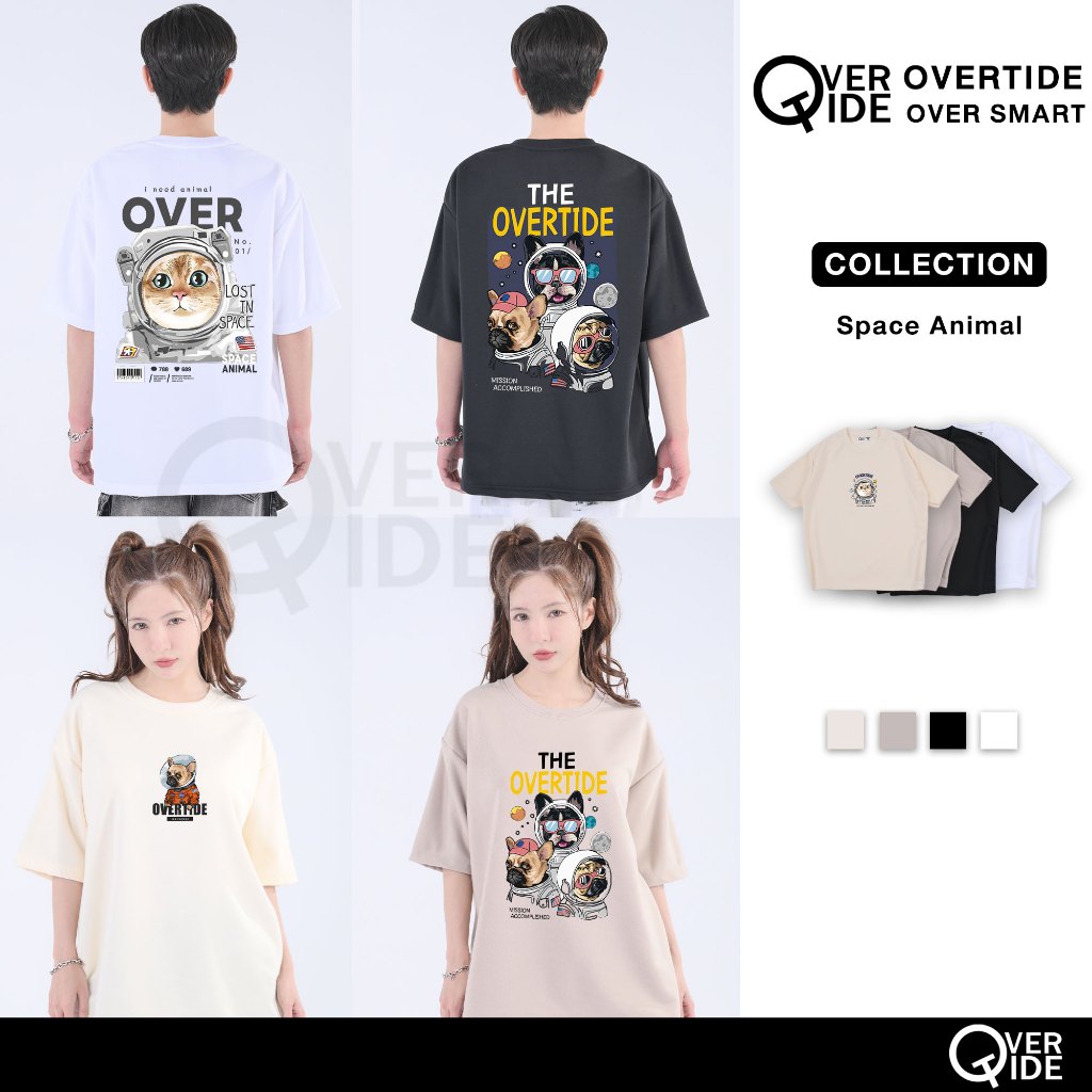 Overtide เสื้อยืดโอเวอร์ไซร์ คอลเลกชั่น Space Animal หลายสี | Shopee ...