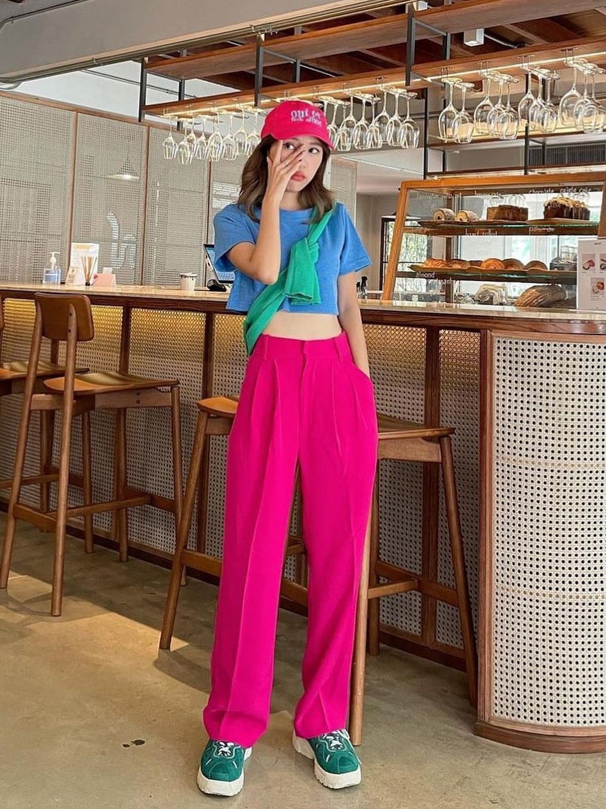 The Freckled Market Bakku Pants กางเกงขายาวสีบานเย็น | Shopee Thailand