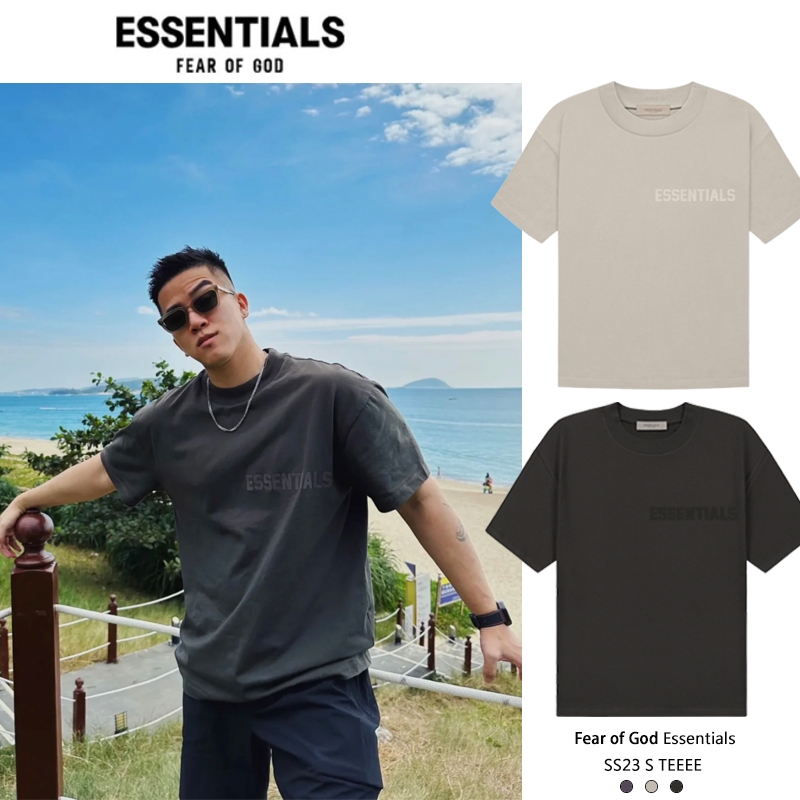 ความกลัวของพระเจ้า𝗙𝗲𝗮𝗿 𝗼𝗳 𝗚𝗼𝗱 Essentials SS23 S TEE ปิดดำ 76 พิมพ์คอกลม ...