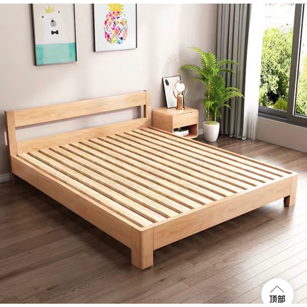 Elife Bed ส่งฟรี! เตียง ไม้แท้ เตียง 6ฟุต 5ฟุต เตียงนอนมินิมอล ไม้ยางพาราประสาน เนื้อแข็ง ...