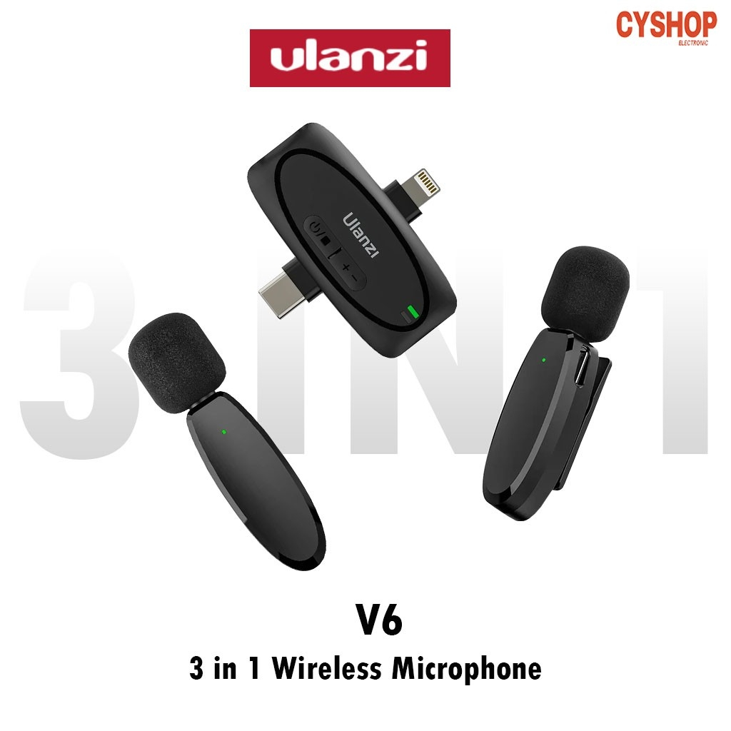 Ulanzi 3in1 Wireless Microphone V6 ไมโครโฟนไร้สายขนาดมินิแบบ 2 ไมค์ ...