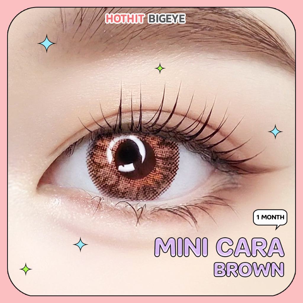 คอนแทคเลนส์ Mini Cara สีน้ำตาล เทา พร้อมส่งแบบปกติ และค่าสายตาสั้น 0.00 ...