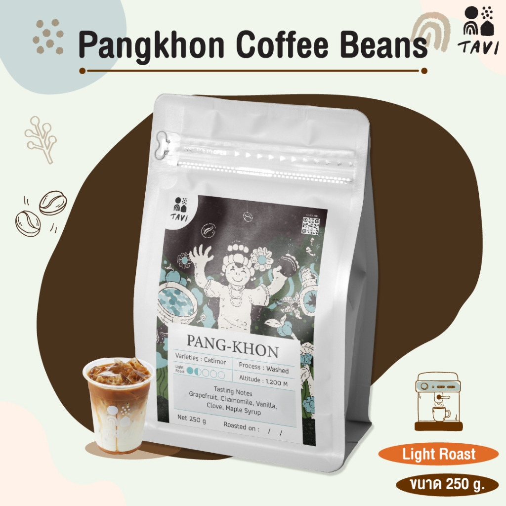 เมล็ดกาแฟปางขอน Tavi Pang Khon Coffee | Light Roast | Washed Process ...