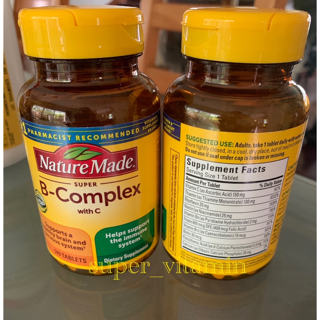 Nature Made Super B Complex with C 140 Tablets วิตามินบีรวม จากอเมริกา ...