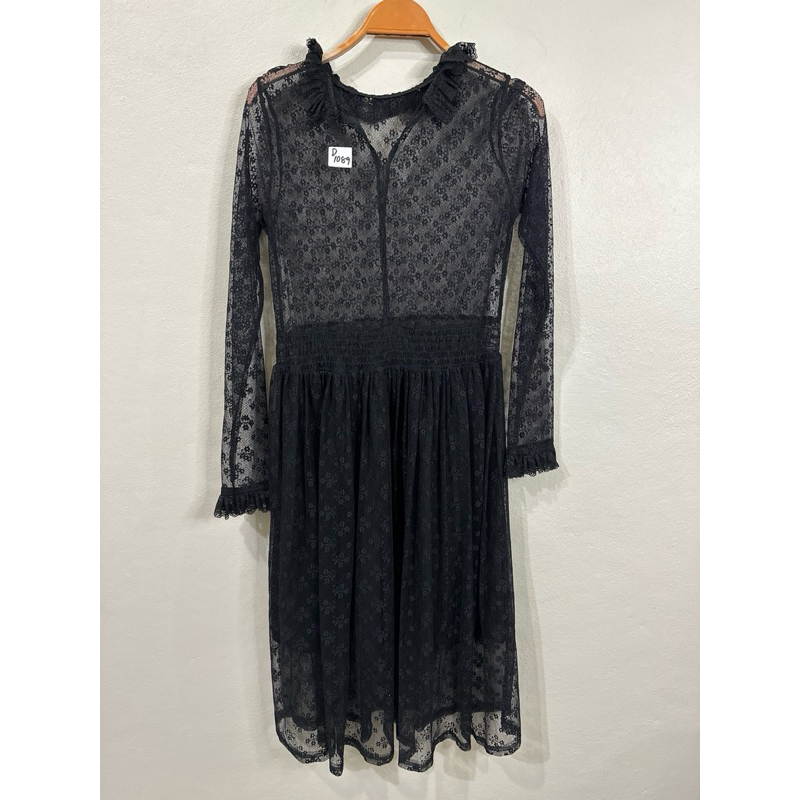D1089 เดรสผ้าลูกไม้สีดำ | Shopee Thailand