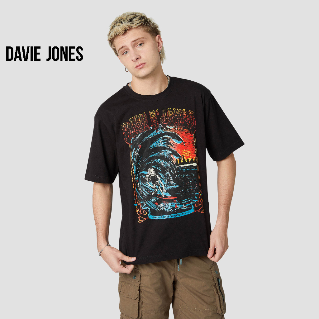 DAVIE JONES เสื้อยืด พิมพ์ลาย Graphic Print Oversize Fit T-Shirt WA0130 ...