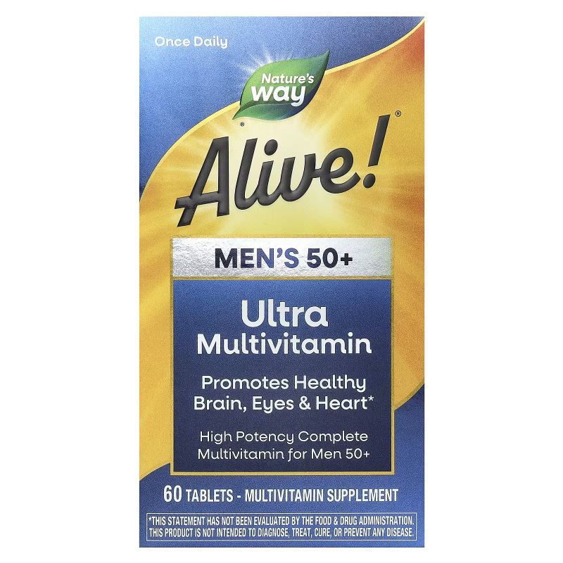 วิตามินรวมสำหรับผู้ชาย 50+ Nature's Way, Alive! Men's 50+ Ultra Potency ...