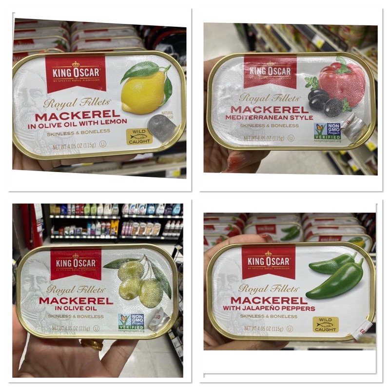 เนื้อปลาแมคเคอเรล ปรุงรสในน้ำมันมะกอก ผสม เลม่อน คิง ออสการ์ 115g. King ...