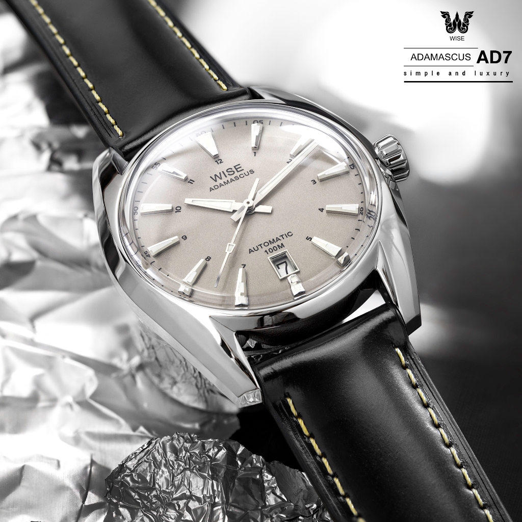 WISE Adamascus AD7 Stainless Steel 904L นาฬิกาข้อมือ Set สายหนัง (เลือก ...