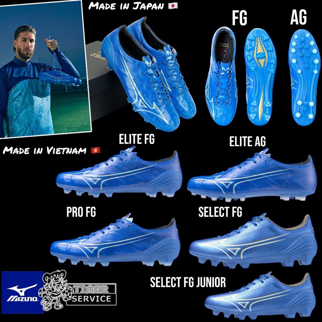 อัลฟ่าสีบูล Blue Mizuno Alpha Elite รองเท้าฟุตบอล มิซูโน่ ตัวท็อป ...