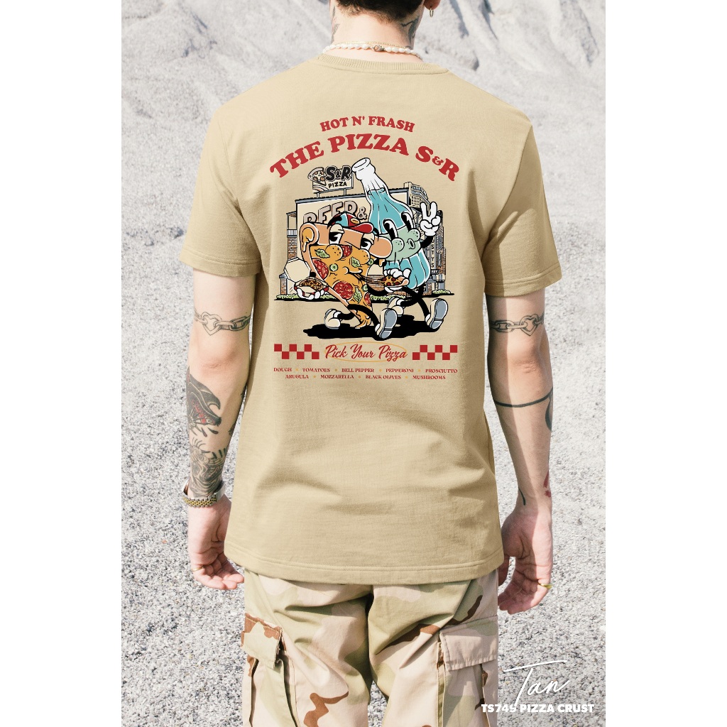 Simple&Raw - เสื้อยืด TS749 Pizza Crust (Tan) | Shopee Thailand