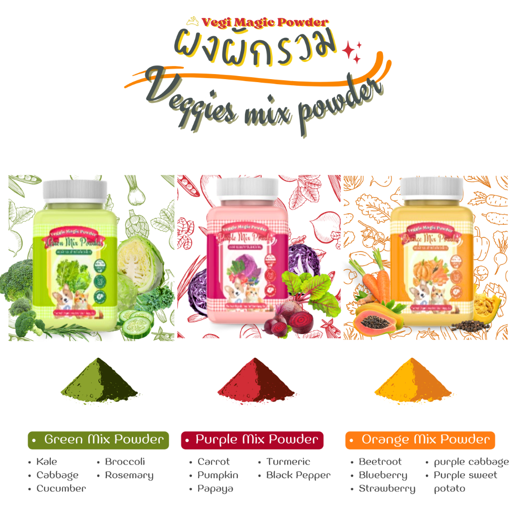 Vegi Magic Powder (ผงผักรวม) สำหรับสัตว์เลี้ยง | Shopee Thailand