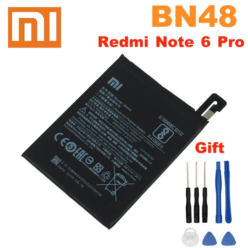 แบตเตอรี่ แท้ Xiao Mi สำหรับ BN48 Xiaomi Redmi Note6 Pro bn48 ความจุ ...