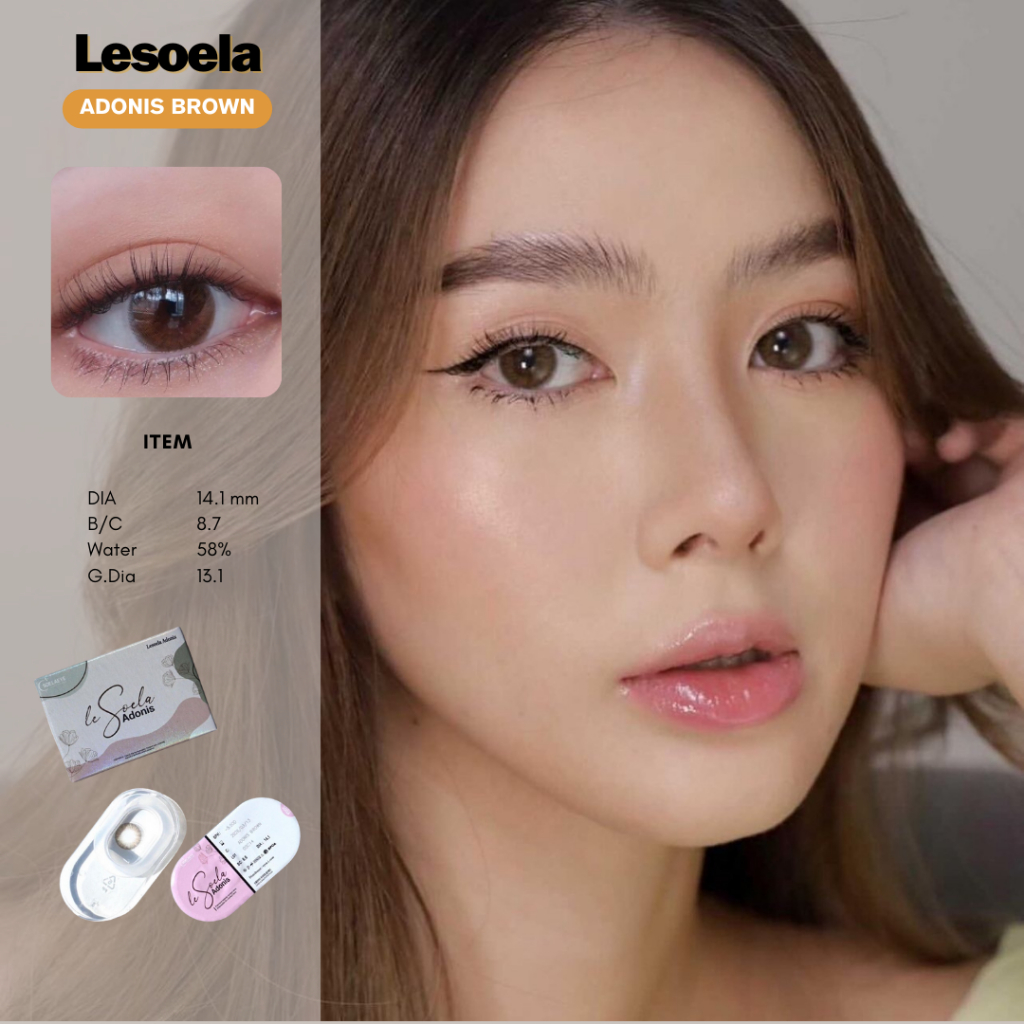 พร้อมส่ง คอนแทคเลนส์รายปี 1 แถม 1 Lesoela Adonis Brown | Shopee Thailand