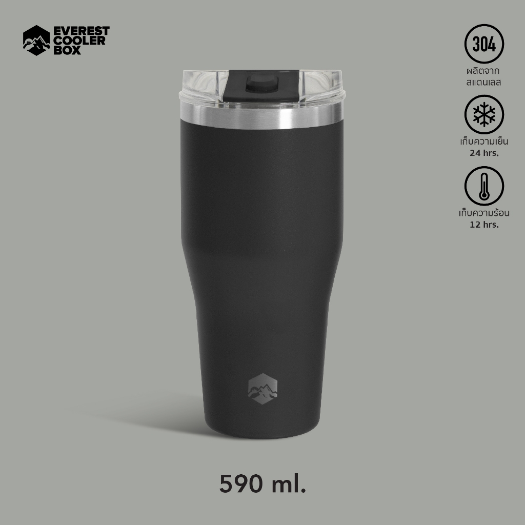 แก้วน้ำเก็บความเย็น แก้วสแตนเลส เก็บอุณหภูมิขนาด 590ml รุ่น EV590 | Shopee Thailand