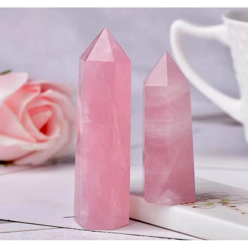 1 PC Natural Rose Quartz pillar Love Gift Reiki Healing collection ...