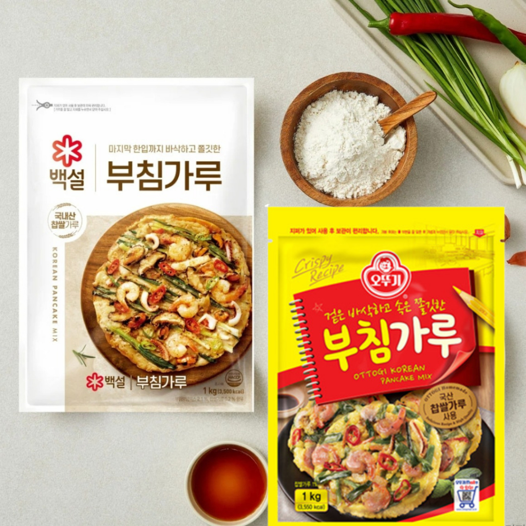 แป้งชุปแป้งทอดแพนเค้กเกาหลี, พาจอน, Korean Pancake Mix มีขนาด 500g., 1 kg. ยี่ห้อ CJ, Ottogi ...