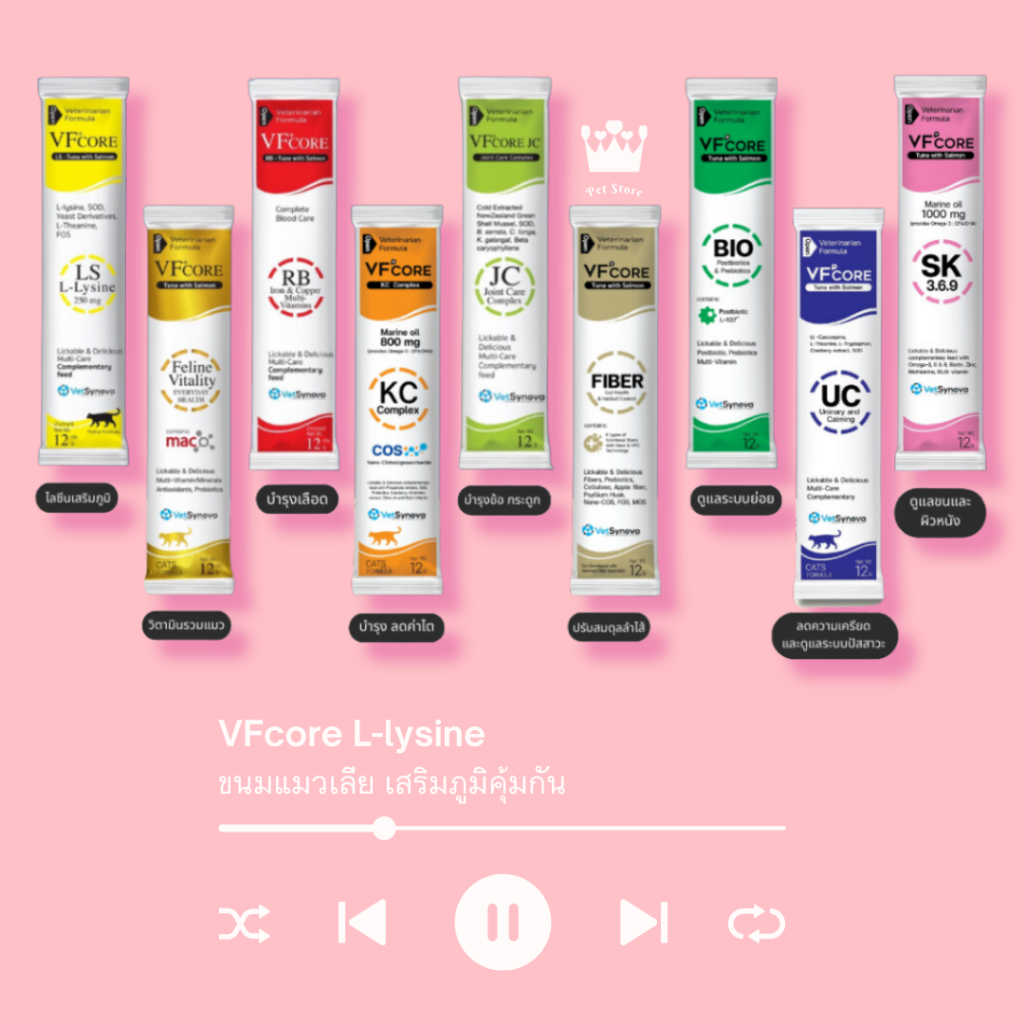 แบ่งซอง! VFcore VF core RB LS KC JC Lysine 1 ซอง แมวเลีย วีเอฟ พลัส คอร์ อาร์บี แอลเอส ทูน่า ...
