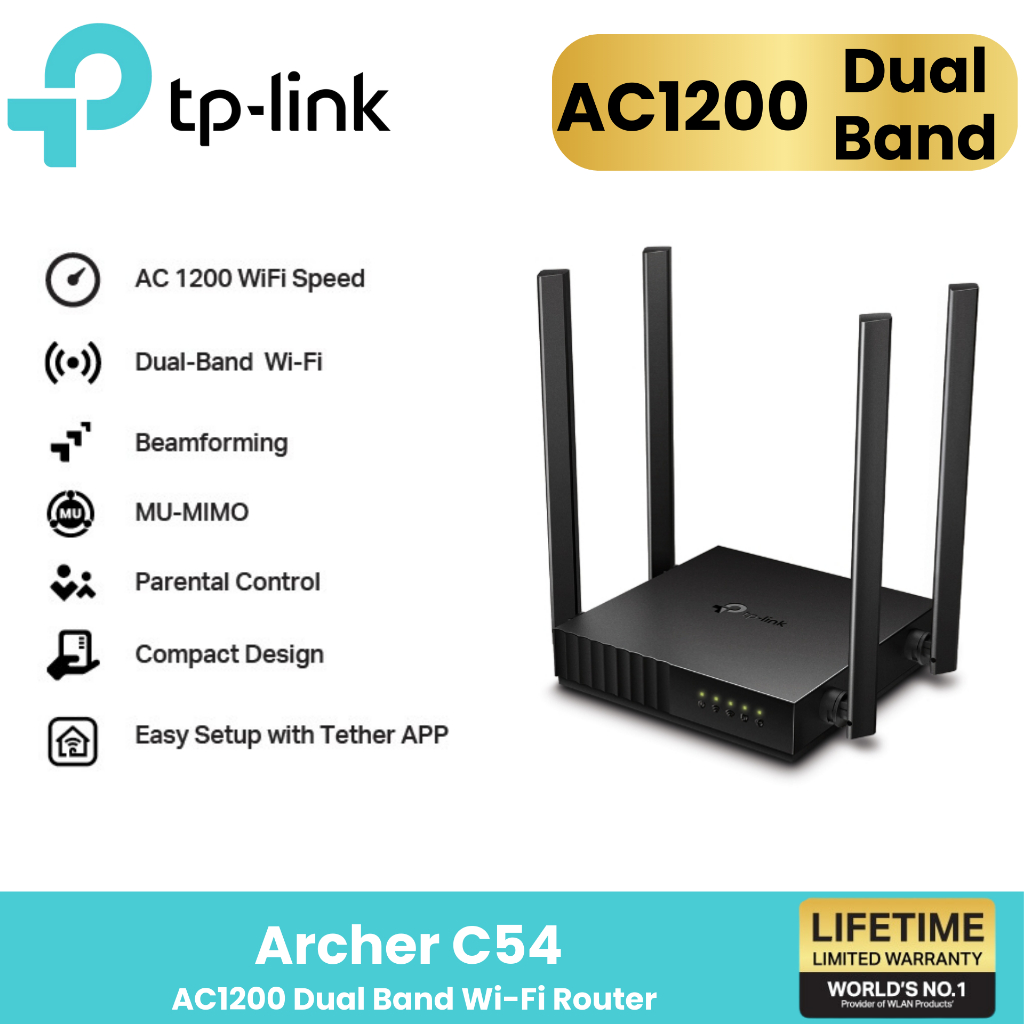 TP-Link Archer C54 AC1200 Dual Band Wi-Fi Router 4 เสาสัญญาณและ ...