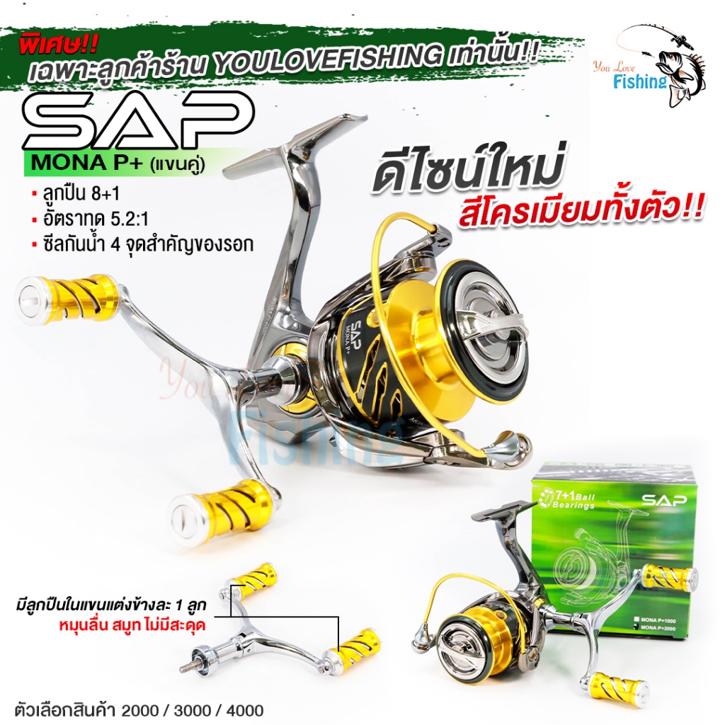 รอกสปิน Sap Mona P แขนคู่ บอดี้กราไฟท์ มีซีลป้องกันน้ำ 4 จุดสำคัญของ 9671