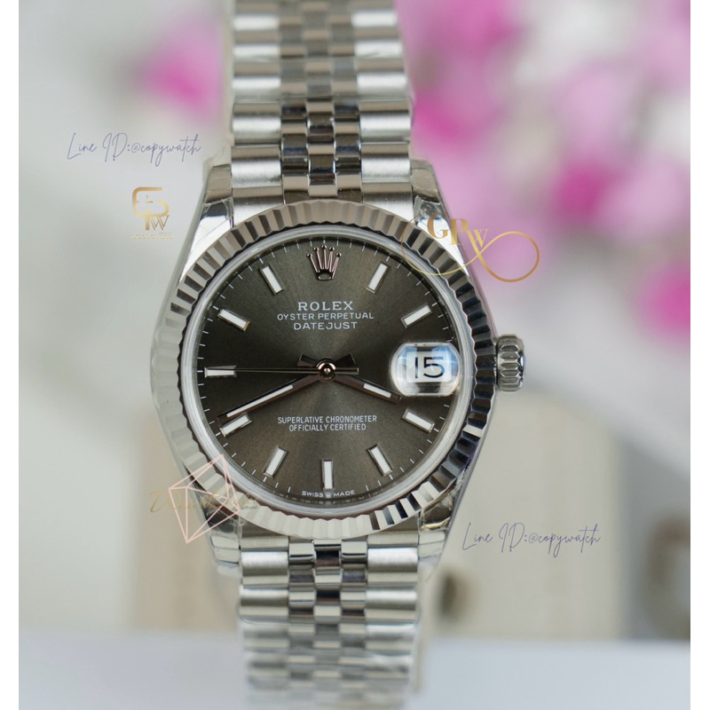 Rolex Datejust 31 mm. Steel dark grey diamond number automatic swiss ...