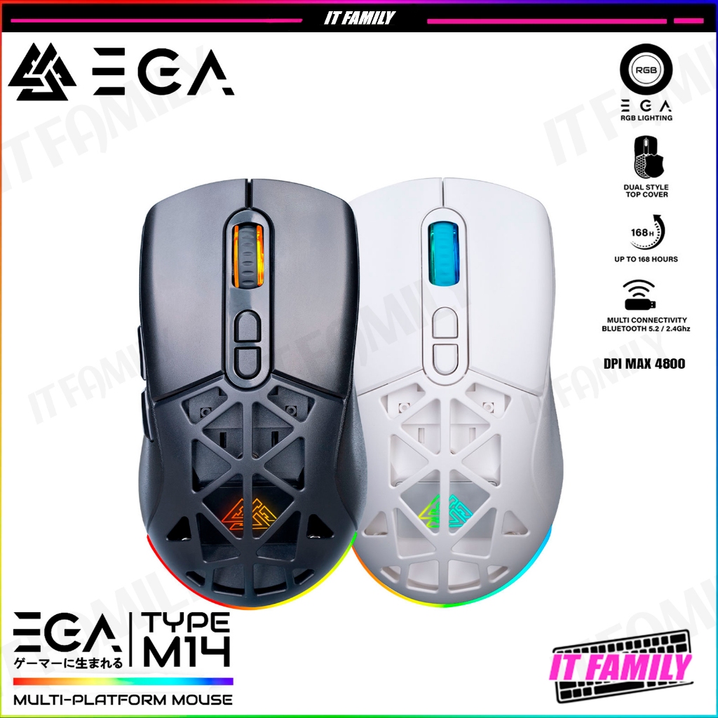 EGA Type M14 Gaming Mouse เมาส์เกมมิ่งไร้สาย Bluetooth/Wireless มีไฟ ...